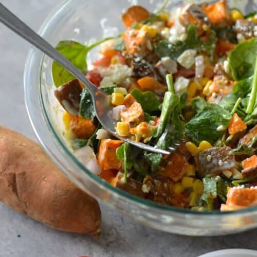Roasted Sweet Potato Ranch Salad - The Healthy Home Cook